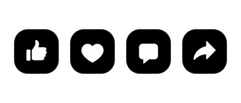 Like Love Comment And Share Icon Vector On Square Button Social