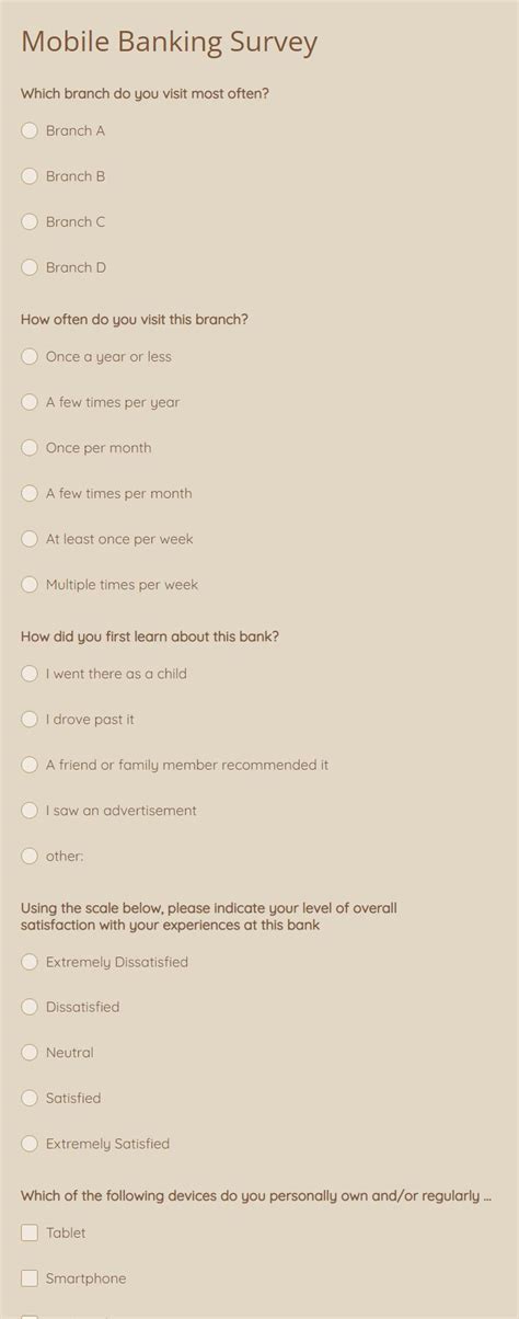 Mobile Banking Survey Template 123formbuilder
