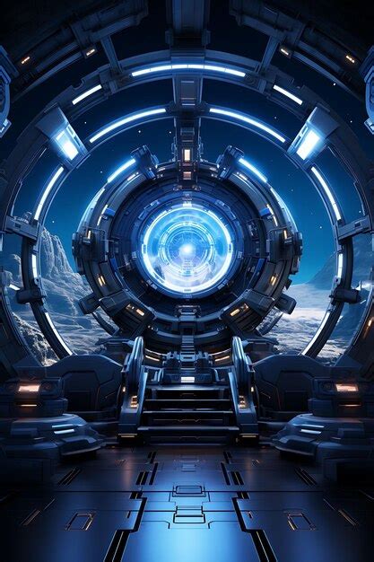 Premium Ai Image Sci Fi Spaceship Cockpit Cool Blue Color Theme