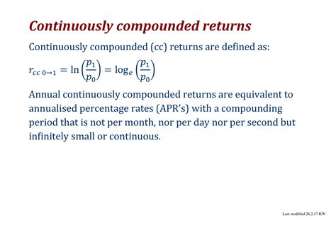 0c Continuously Compounded Returns Continuously Compounded Returns