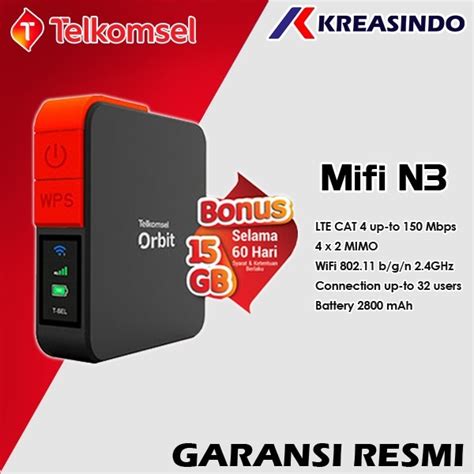 Jual Telkomsel Orbit Mifi N3 Hkm M23 Bonus Kuota Modem Wifi 4g Garansi