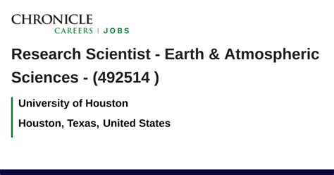 Research Scientist Earth And Atmospheric Sciences 492514 Job With