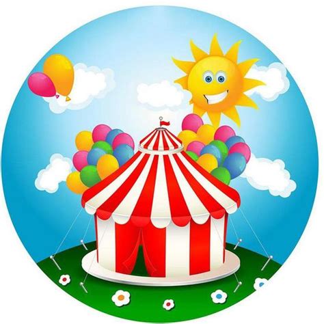 Painel de Festa Redondo em Tecido Sublimado Dia de Circo c elástico