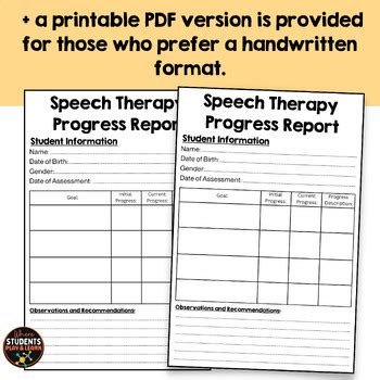 Speech Therapy Progress Report Template Digital Printable TPT