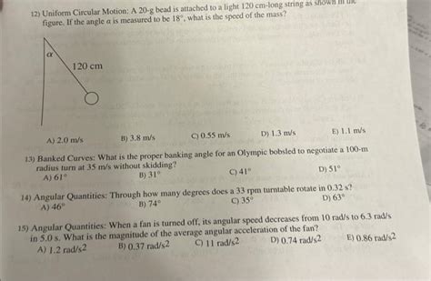 Solved 12 Uniform Circular Motion A 20 G Bead Is Attached Chegg