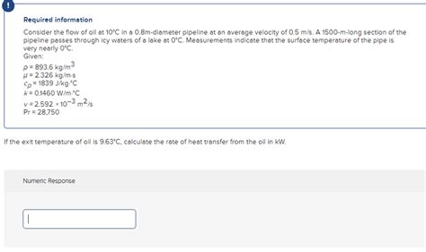 Solved Required Information Consider The Flow Of Oil At C Chegg