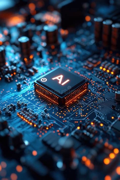 Artificial Intelligence Microchip On Integrated Circuit Board With