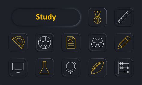 Study Set Icon Protractor Soccer Ball Report Card Glasses Pencil