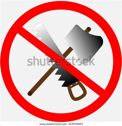 Sign Prohibiting Tree Cutting Stock Vector Royalty Free 354958892 Shutterstock