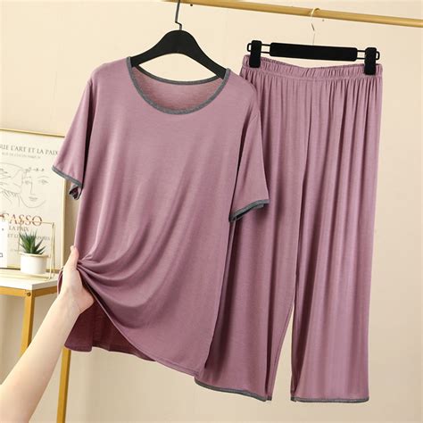 Oalirro Capri Pajamas For Women Set Casual Long Sleeve Top With Long
