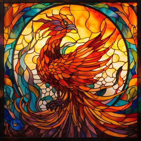 Phoenix Stained Glass Window Cling Easy To Reposition Etsy In 2023