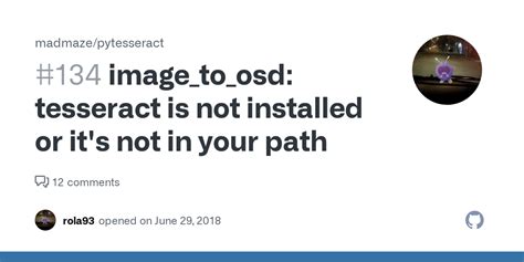 Image To Osd Tesseract Is Not Installed Or Its Not In Your Path