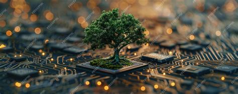 Premium Photo Wide Angle Tree Sapling Growing From Chip Ecotech Evolution