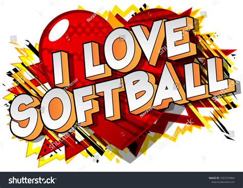 Love Softball Vector Illustrated Comic Book Stock Vector Royalty Free