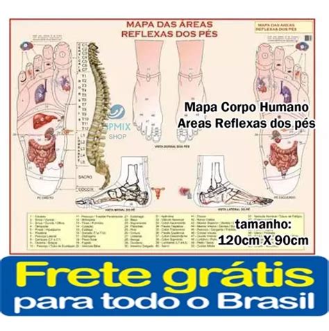 Mapa Corpo Humano Areas Reflexas Pes 120x90cm Frete Gratis