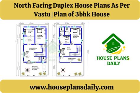 North Facing Duplex House Plans As Per Vastu Plan Of 3bhk House