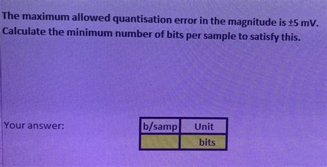 Solved The Maximum Allowed Quantisation Error In The