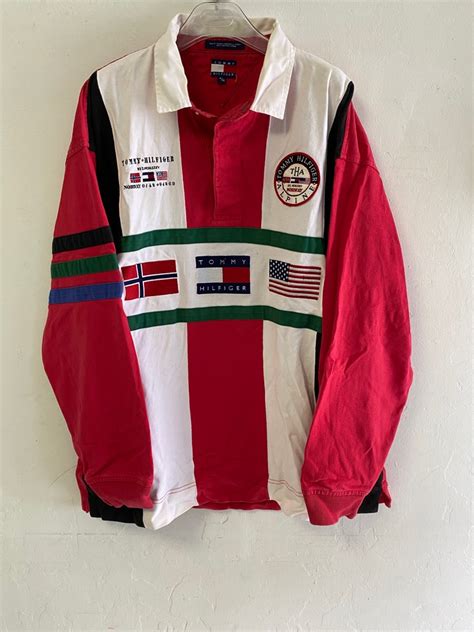 Vintage Rare Tommy Hilfiger Alpine Rugby Polo Ls Shirt Mens Fashion