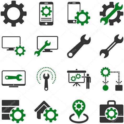 Opciones Y Conjunto De Iconos De Herramientas De Servicio Estilo De