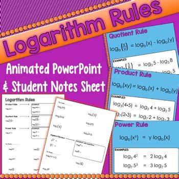 Logarithm Rules PowerPoint Babe Sheet By Lisa Tarman TPT
