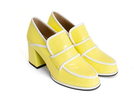 Nimbus Yellow Contrast Loafer Heel Fluevog Shoes Fluevog