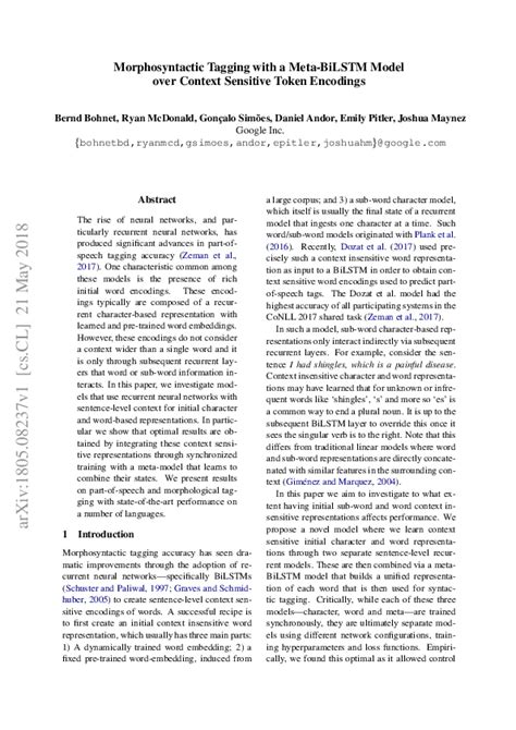 Pdf Morphosyntactic Tagging With A Meta Bilstm Model Over Context Sensitive Token Encodings