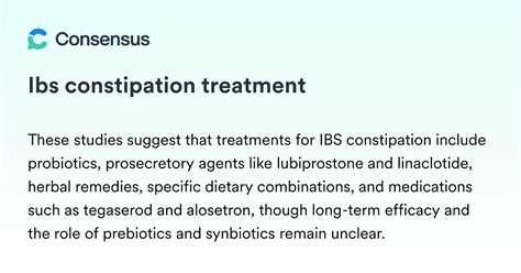 Ibs Constipation Treatment Consensus Academic Search Engine