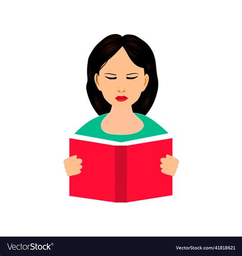 Girl Reading Book Icon Royalty Free Vector Image