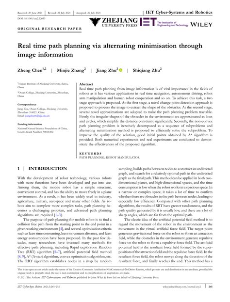 Pdf Real Time Path Planning Via Alternating Minimisation Through