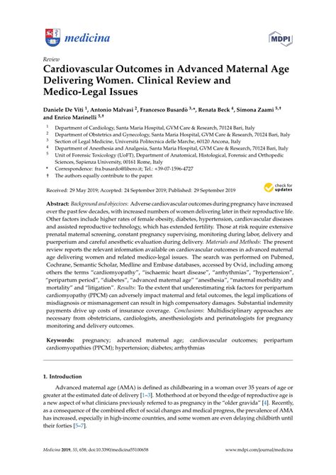 Pdf Cardiovascular Outcomes In Advanced Maternal Age Delivering Women
