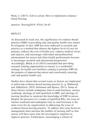 For Decades Now Evidence Based Practice Is Believed To Improve Qual Docx