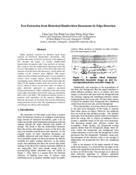 Pdf Text Extraction From Historical Handwritten Documents By Edge
