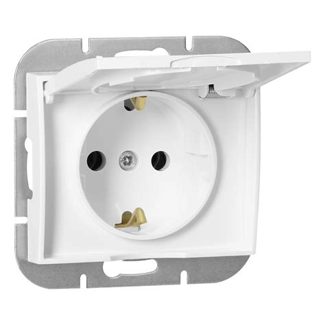 Gniazdo Pojedyncze P T P Z Schuko Bryzgoszczelne Z Klapk Onyx A V Pt Oh Bia Y