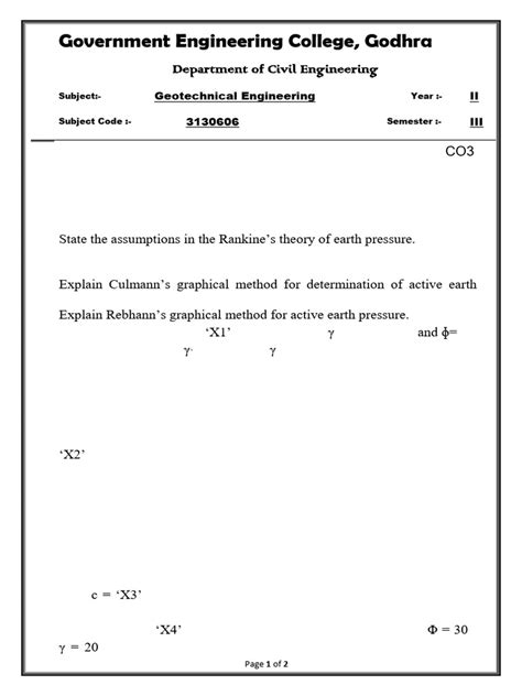 Gt Assignment 6 1 Earth Pressure Pdf Pressure Applied And Interdisciplinary Physics