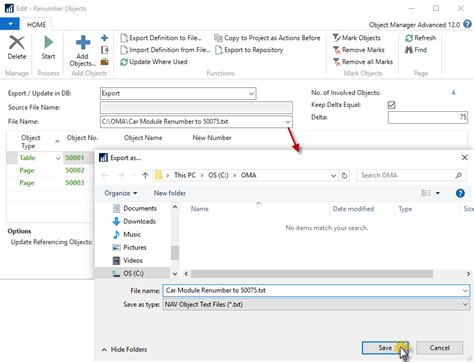 object manager advanced renumber objects