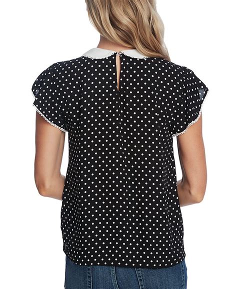 Cece Collared Polka Dot Top Macys