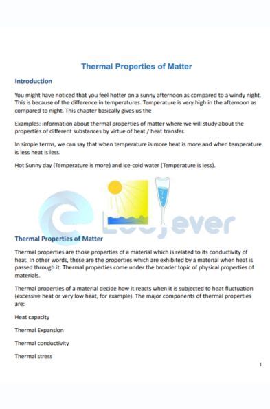 Cbse Class 11 Physics Thermal Properties Of Matter Notes