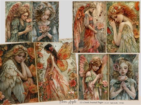 Vintage Angels Junk Journal Pages Angels Digital Papers Heavenly