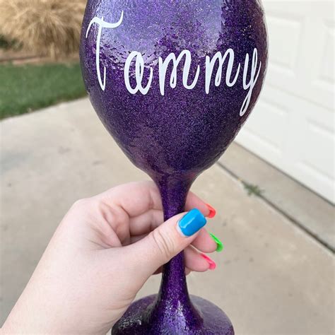 Glitter Wine Glass Etsy