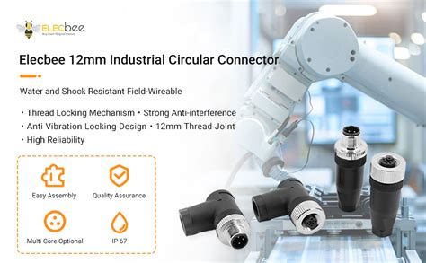 Amazon Com Elecbee M12 Cable Connector Circular Waterproof Aviation Plug Field Installable