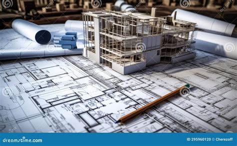 Engineer Architect Develops A Layout Of Architecture Stock Illustration