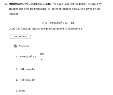 Solved 33 MINIMIZING PRODUCTION COSTS The Daily Total Cost Chegg