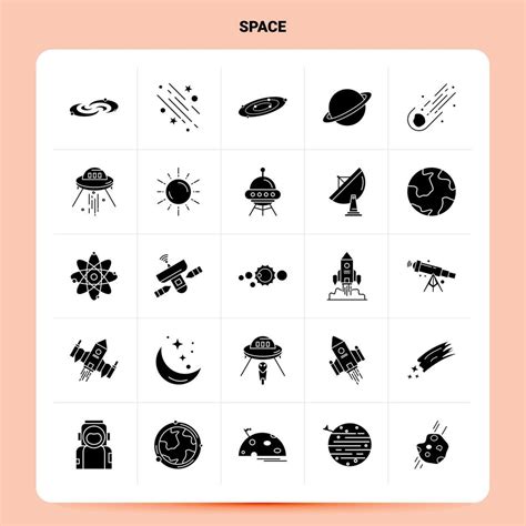 Solid 25 Space Icon Set Vector Glyph Style Design Black Icons Set Web And Mobile Business Ideas