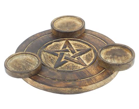 Puidust Teeküünlaalus Pentagramm Kuues Meel