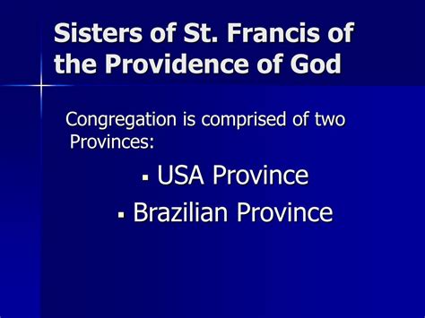 Ppt Sisters Of St Francis Of The Providence Of God Powerpoint