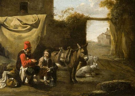 Museumsqualität Prints Zwei Figuren Mit Einem Esel Und Schaf Von Karel