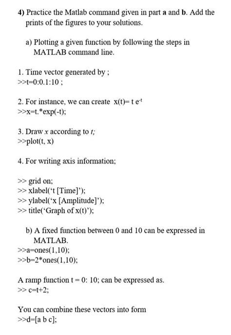 Solved 4 Practice The Matlab Command Given In Part A And B Chegg