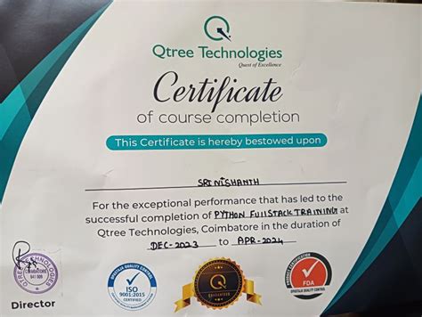 R Srinishanth On Linkedin Python Fullstack Certificate