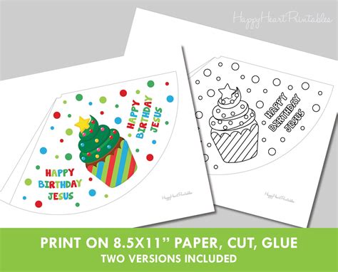 Happy Birthday Jesus Printable Party Hats Etsy