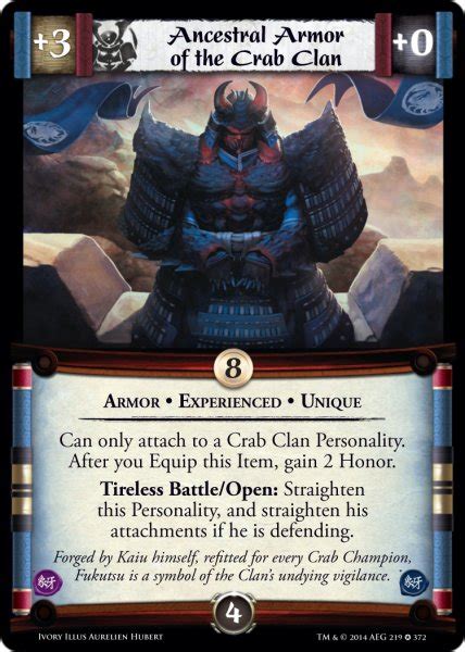 Ancestral Armor Of The Crab Clancard L5r Legend Of The Five Rings